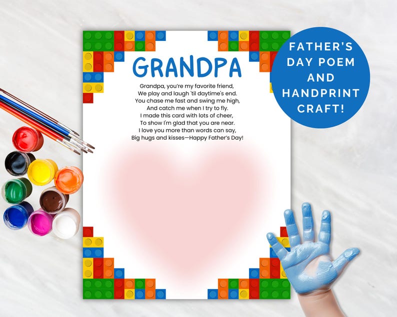 Grandpa Father's Day Poem Handprint Card Fathers Day Card for Grandpa ...