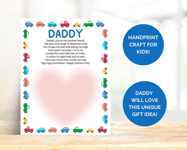 Daddy Father's Day Poem Handprint Card Father's Day Card for Daddy ...