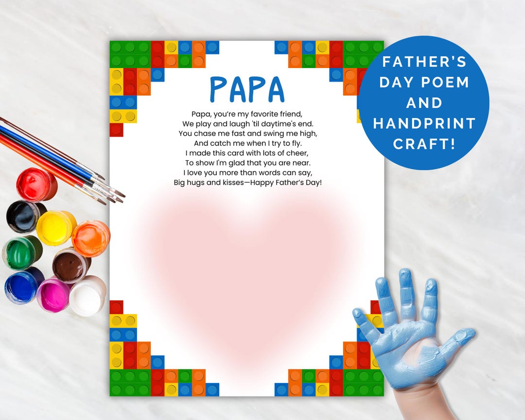 Papa Father's Day Poem Handprint Card Father's Day Card for Papa Father ...
