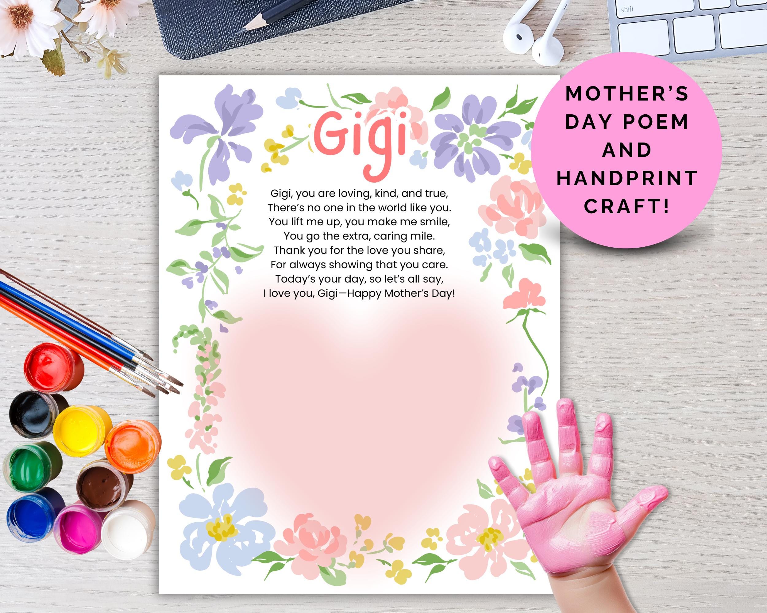 Gigi Mother's Day Poem Handprint Card Gigi Mother's Day Card Gigi ...