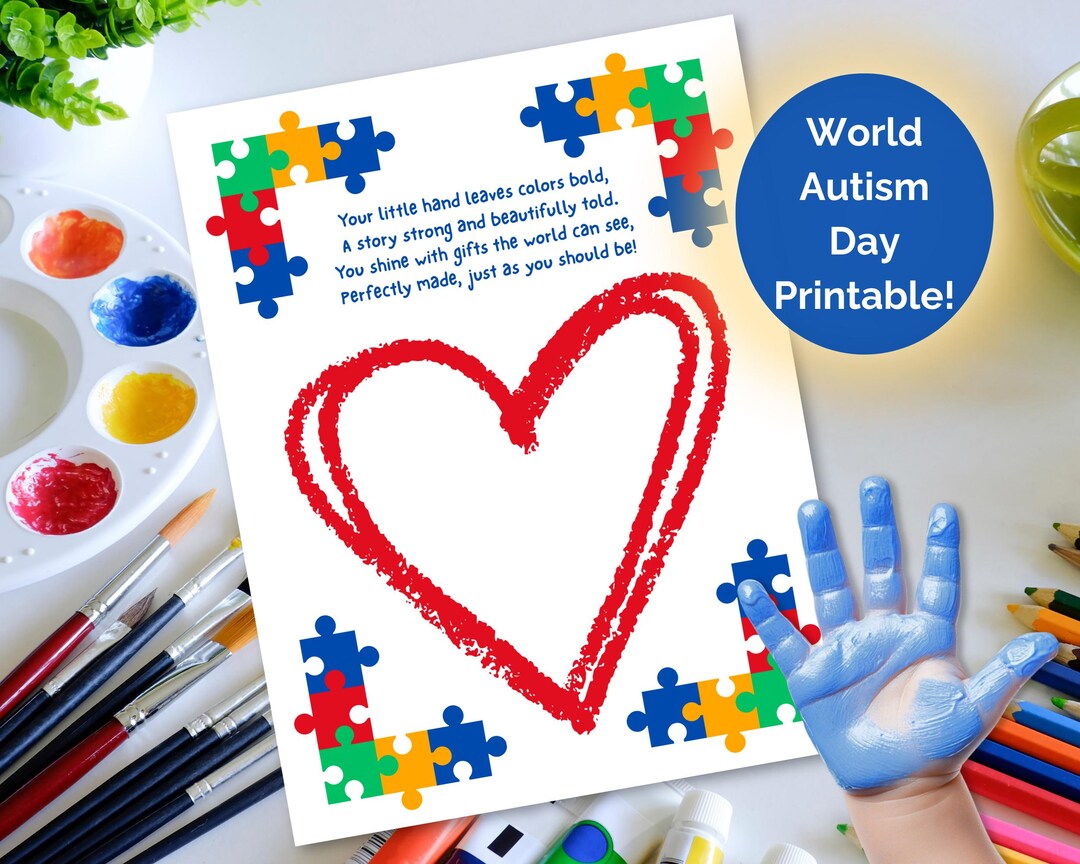 Autism Handprint Art Printable World Autism Day Craft Digital Download ...