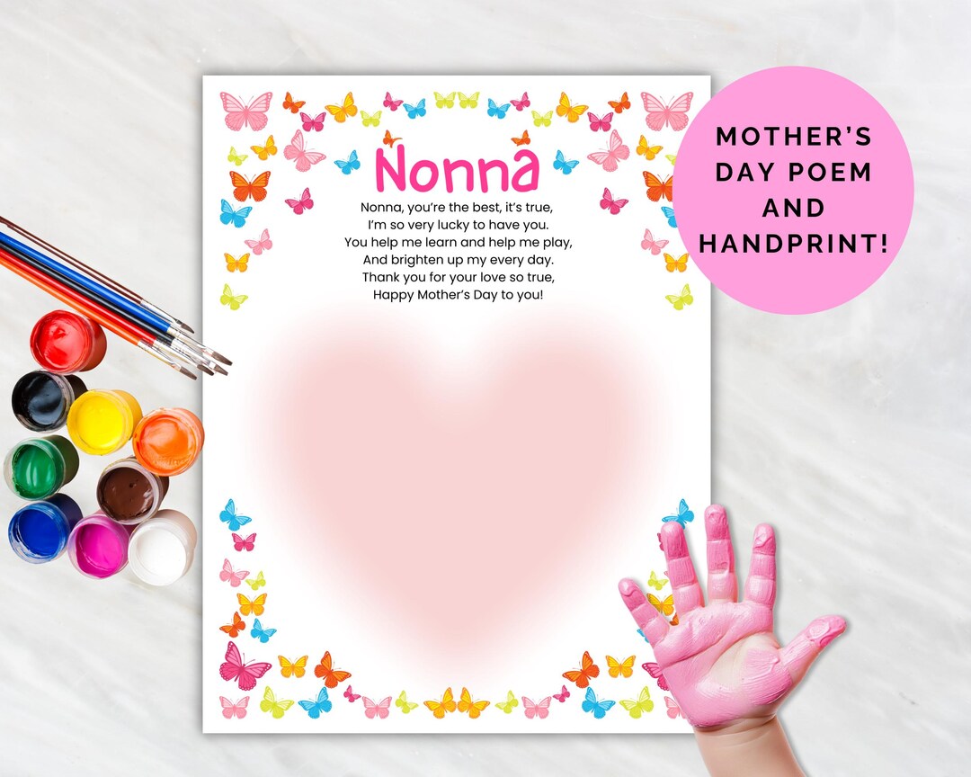 Nonna Mother's Day Handprint Card Nonna Mother's Day Card Nonna Mothers ...