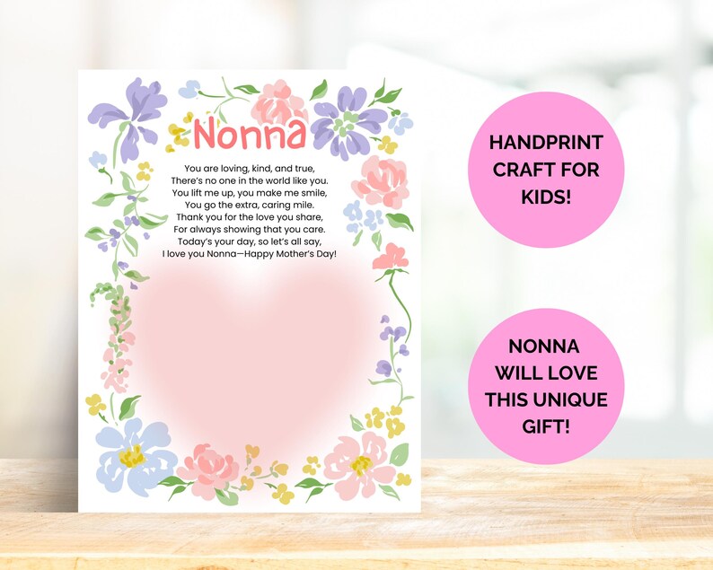 Nonna Mother's Day Handprint Card Nonna Mother's Day Card Nonna Mothers ...