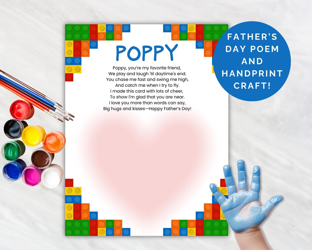Poppy Father's Day Poem Handprint Card Father's Day Card for Poppy ...