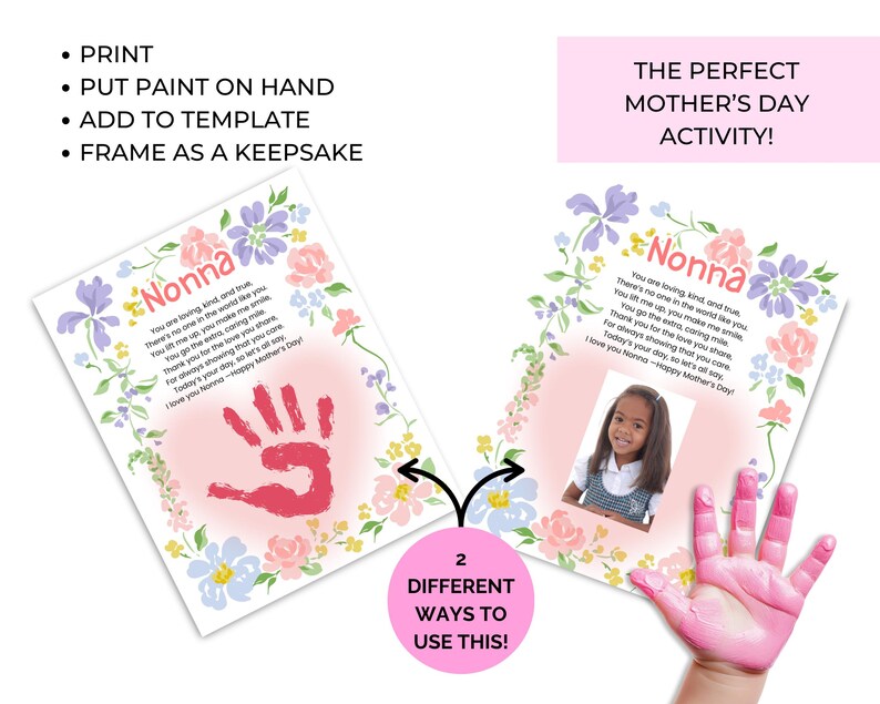 Nonna Mother's Day Handprint Card Nonna Mother's Day Card Nonna Mothers ...