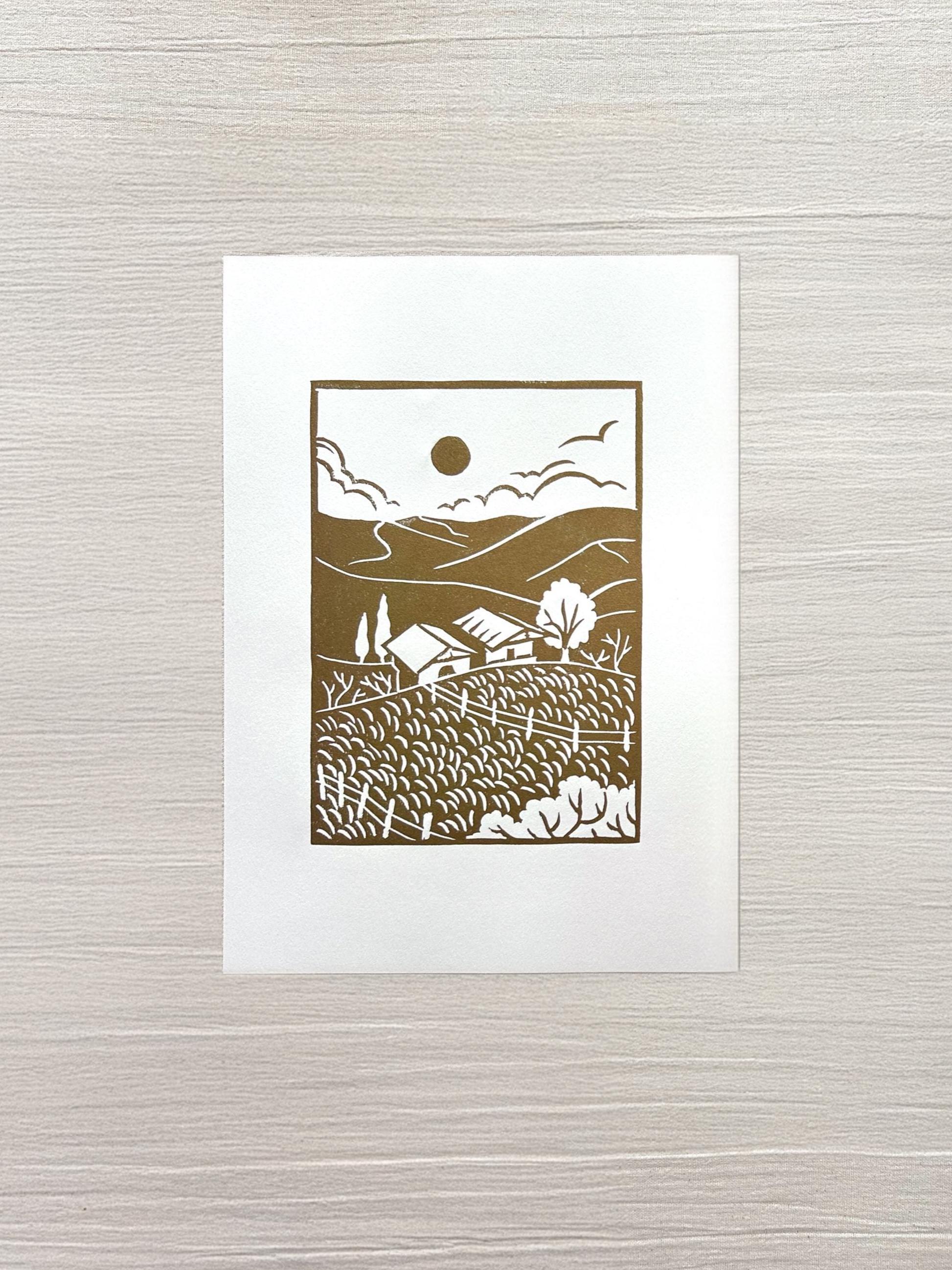 Village Handmade Linocut Print, Limited Edition, Nature Linocut Poster ...