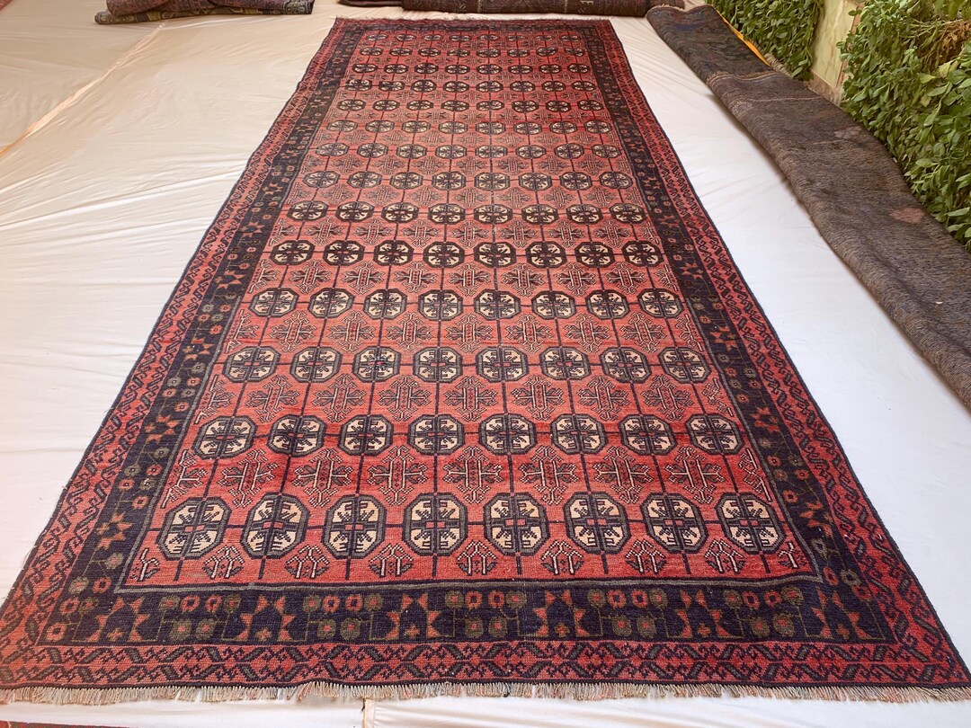 1960s Antique Baluchi Rug 4,10x12 Afghan Faded Red Rug, Old Mourie Gull ...