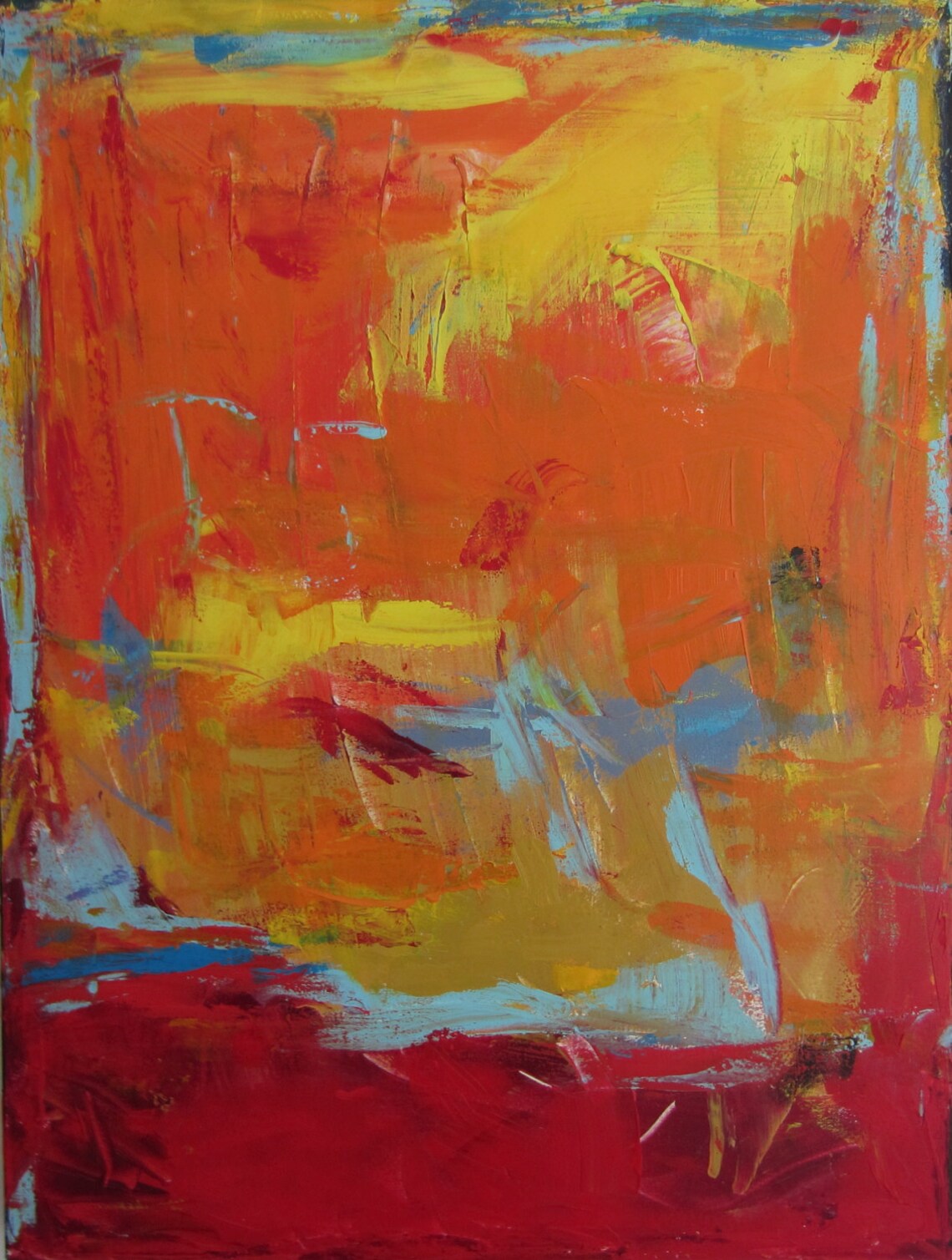 Red, Orange Yellow Art Abstract Painting, Modern, 30x40 Inches - Etsy