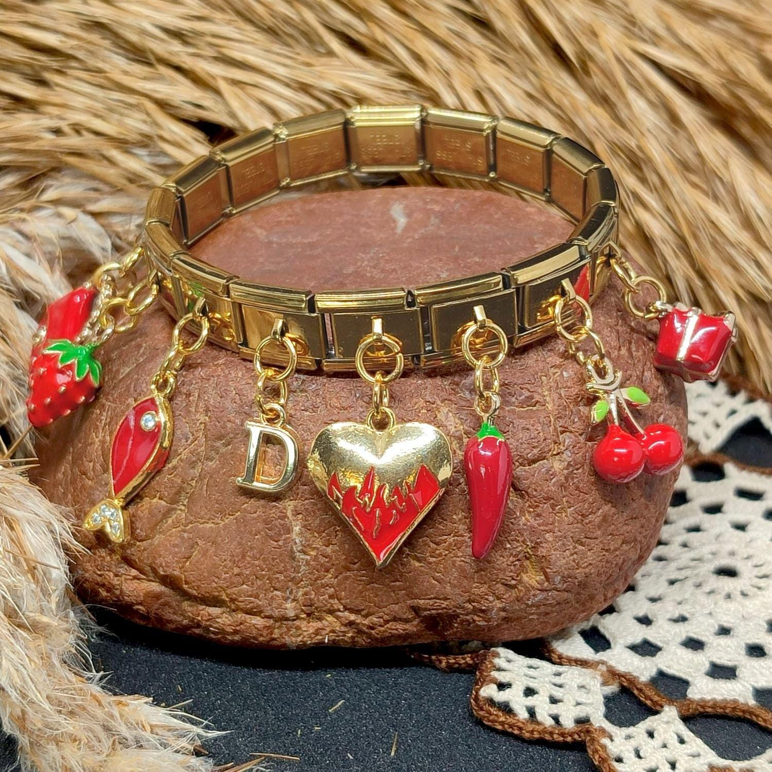 Custom Gold Italian Charm Bracelet: Personalized Italy Bracelet - Etsy