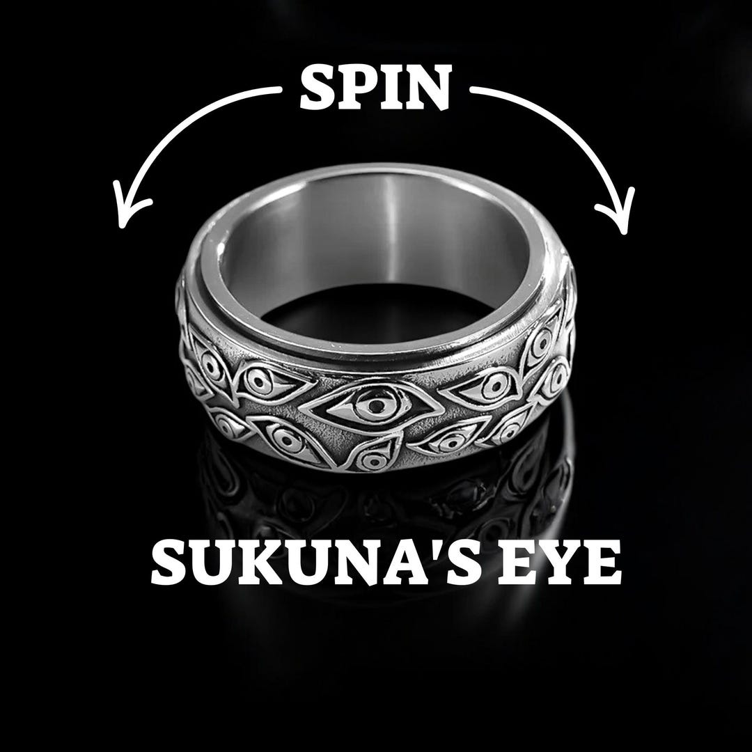 Jujutsu Kaisen Sukuna Spinner Ring Gold Fidget Anxiety Relief Band ...
