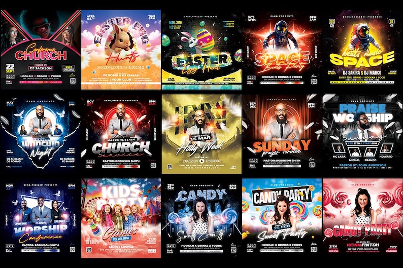 200 Mega Bundle Editable Party Flyers | Night Club Events, 4x4 Inch, DJ ...