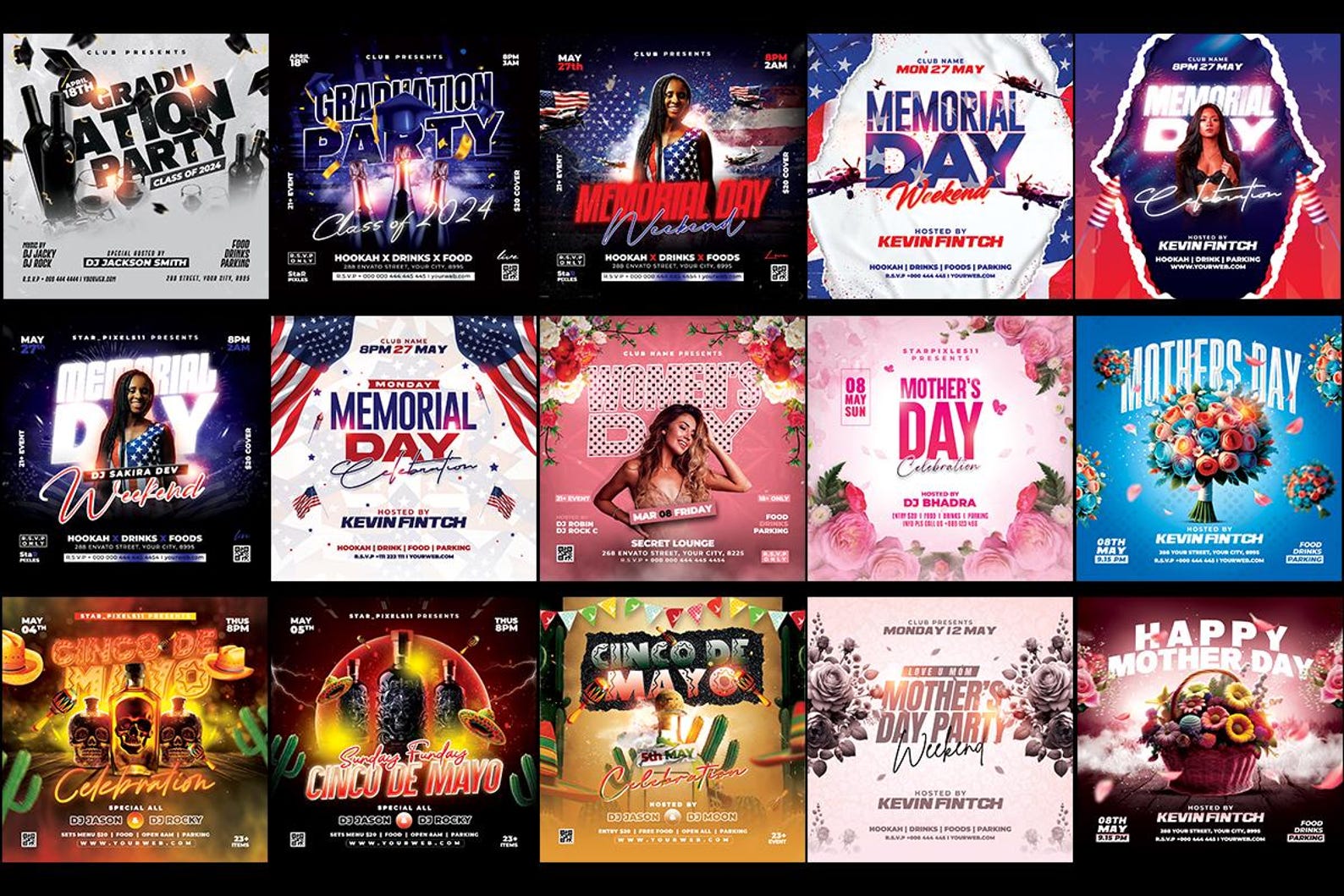 200 Mega Bundle Editable Party Flyers | Night Club Events, 4x4 Inch, DJ ...