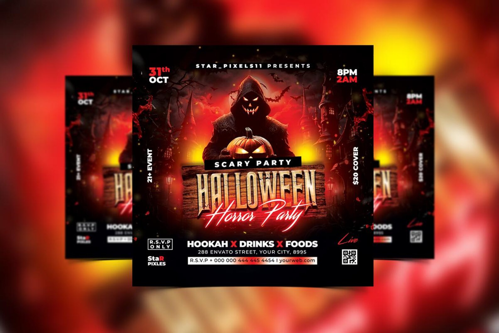 06 Halloween Party Flyer Bundle, Social Media Editable Halloween Party ...