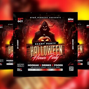 06 Halloween Party Flyer Bundle, Social Media Editable Halloween Party ...