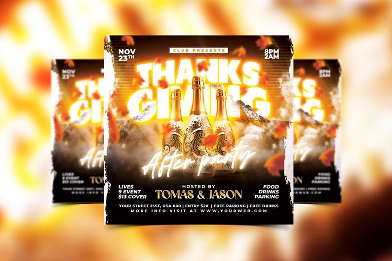 04 Editable Thanksgiving Flyer Bundle, Thanksgiving, Thanksgiving Day ...