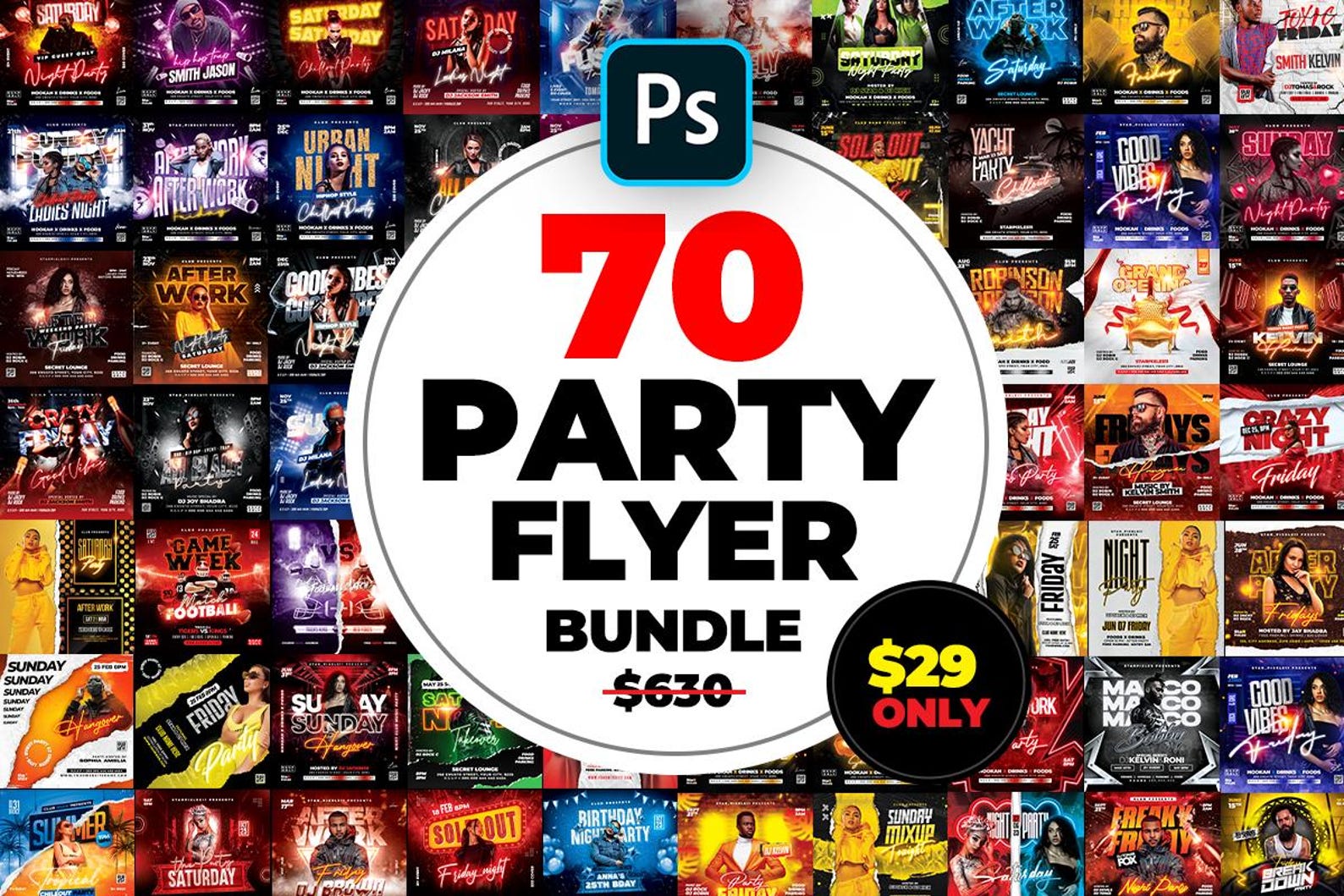 70 PSD Flyers Template Bundle | Party Flyers | Club Flyers Templates ...