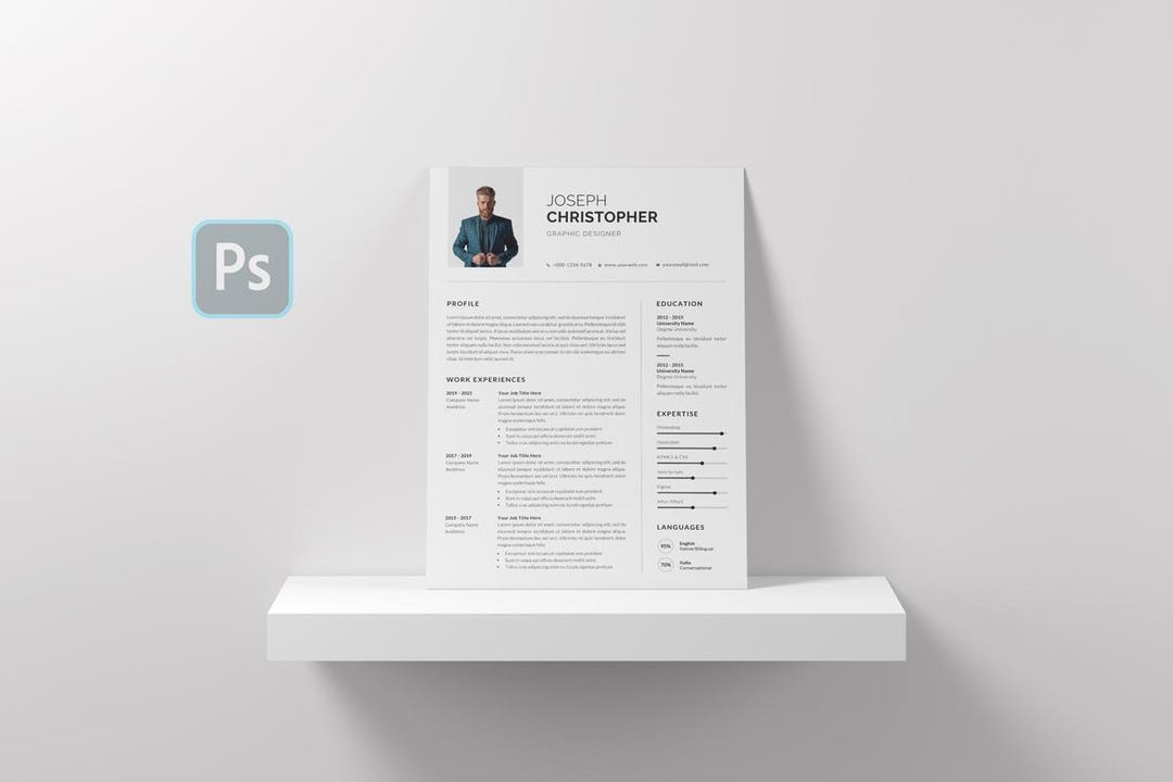 Modelo de currículo profissional ATS, modelo de currículo Photoshop ...