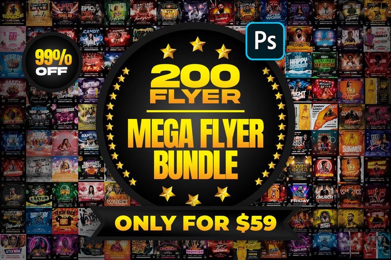 200 Mega Bundle Editable Party Flyers | Night Club Events, 4x4 Inch, DJ ...