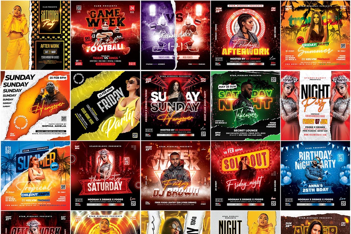 70 PSD Flyers Template Bundle | Party Flyers | Club Flyers Templates ...