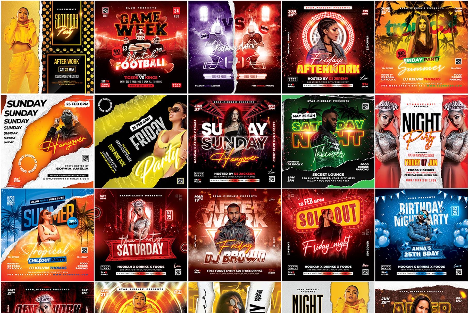 70 PSD Flyers Template Bundle | Party Flyers | Club Flyers Templates ...