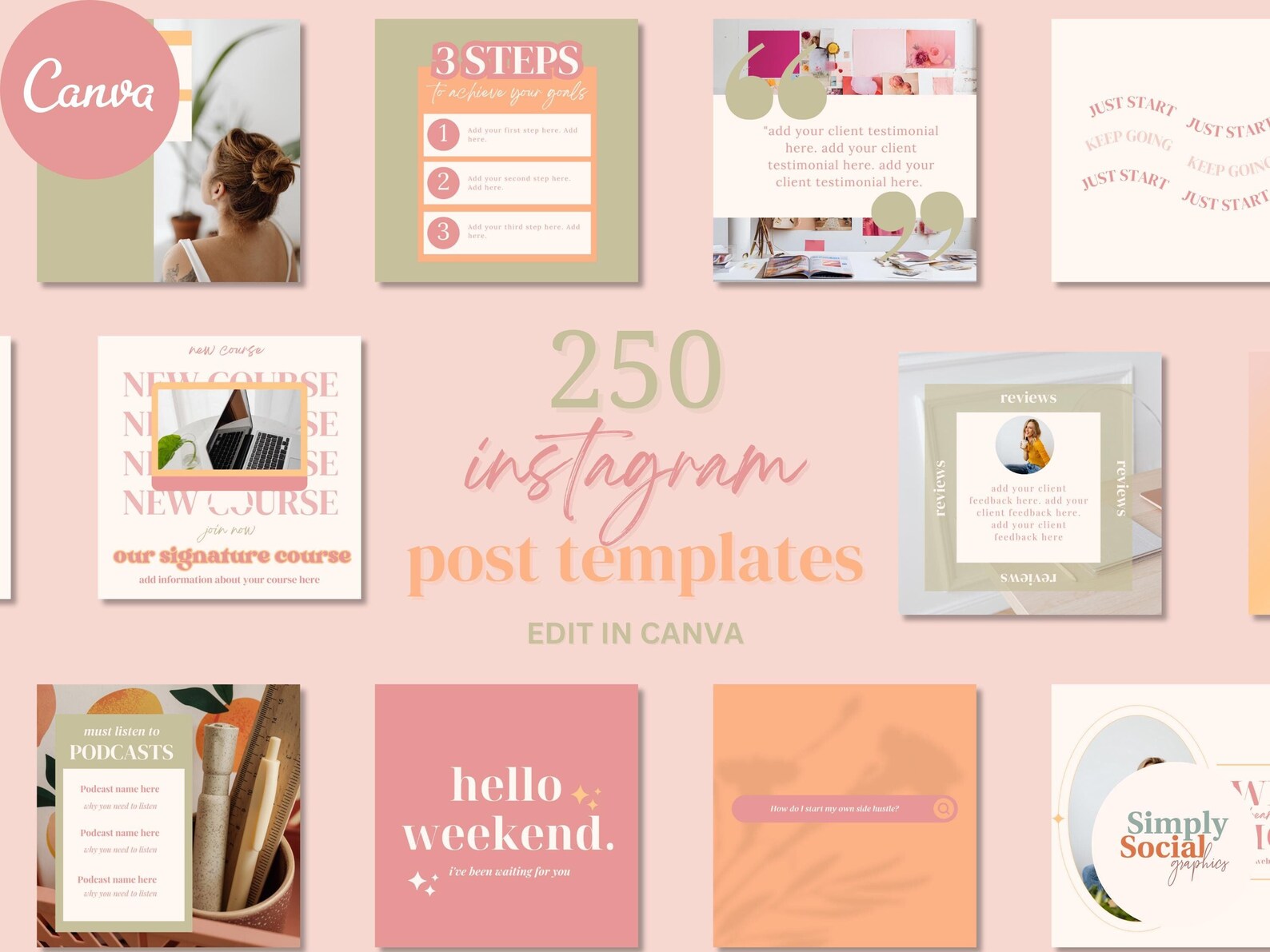 250 Bright Creative Instagram Post Templates Bright Summer Instagram ...