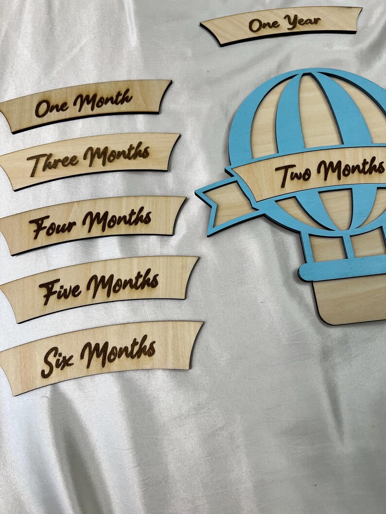 Hot Air Balloon Baby Milestone Markers, Wooden Monthly Photo Prop Set ...