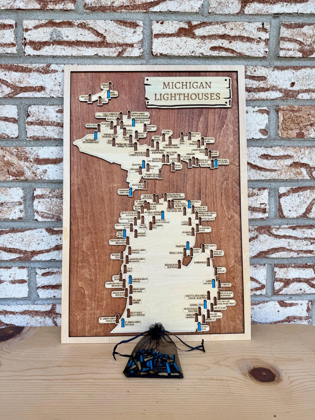 Michigan Lighthouse Travel Tracker Map, Personalized Michigan Travel ...