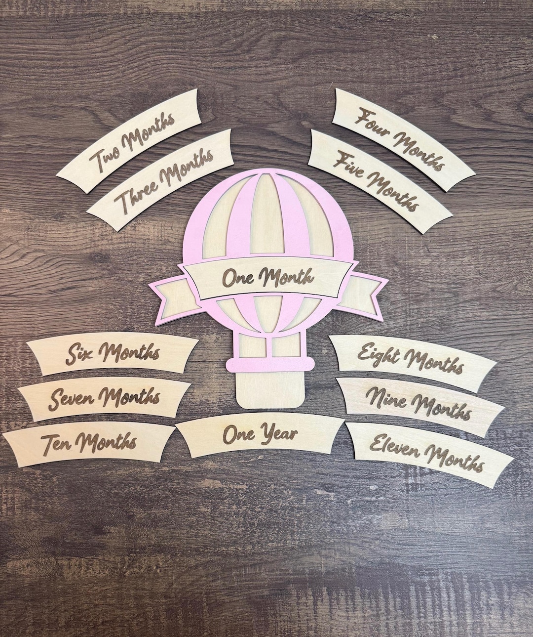 Hot Air Balloon Baby Milestone Markers, Wooden Monthly Photo Prop Set ...
