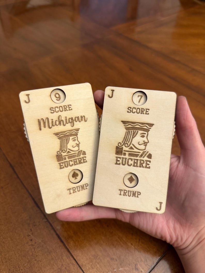 Wooden Euchre Scorekeeper Set, Adjustable Michigan Euchre Score Card ...