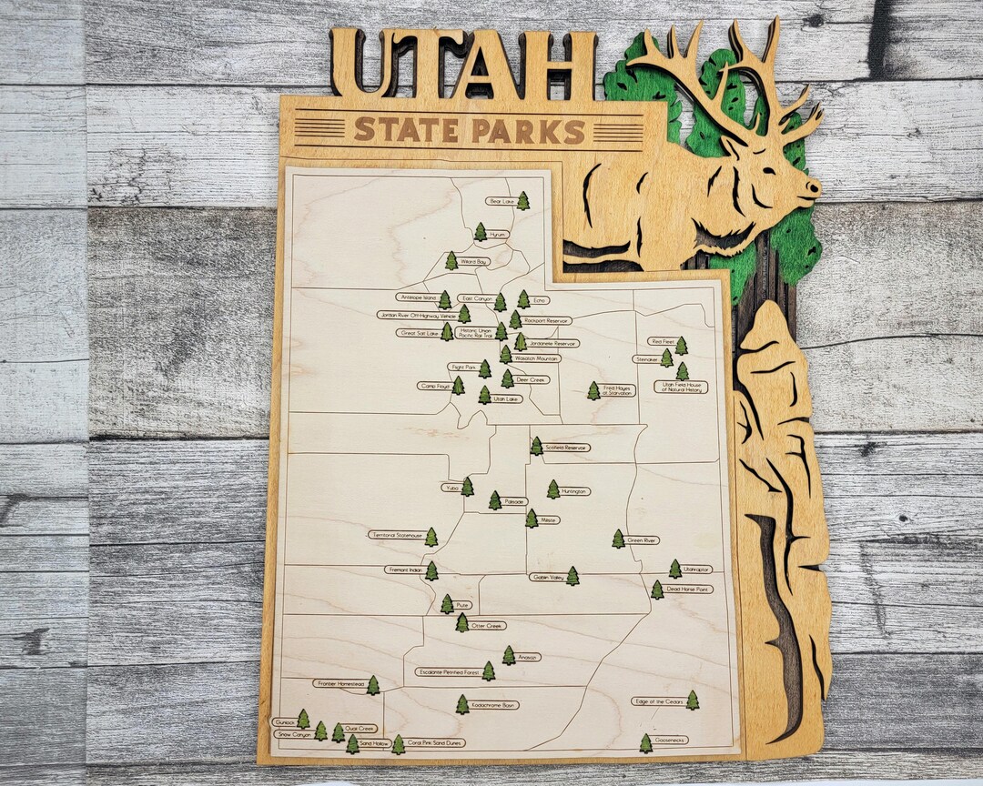 Utah State Park Map, Personalized Utah Travel Tracker Map, Engraved ...