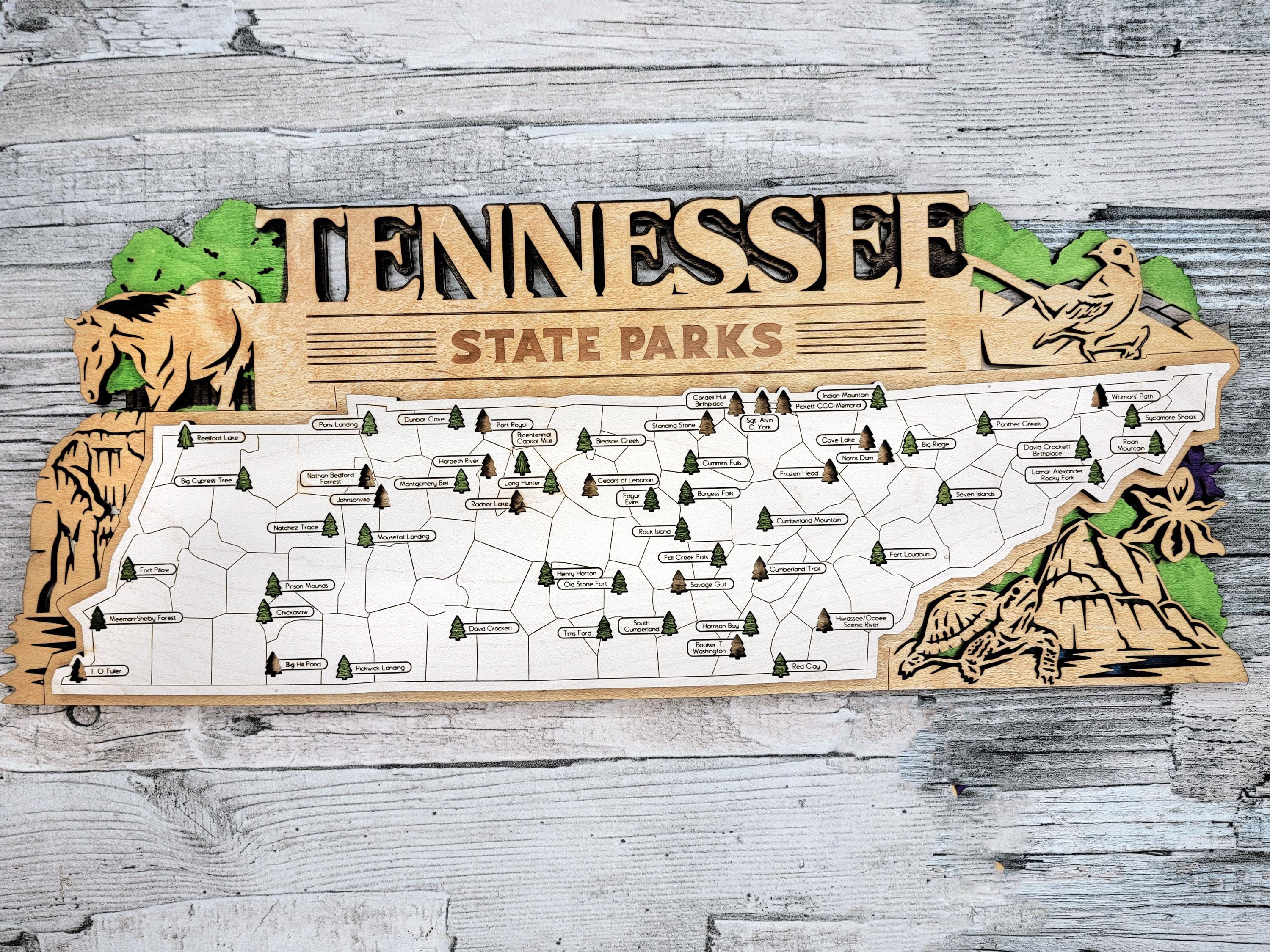 Tennessee State Park Map, Personalized Tennessee Travel Tracker Map ...