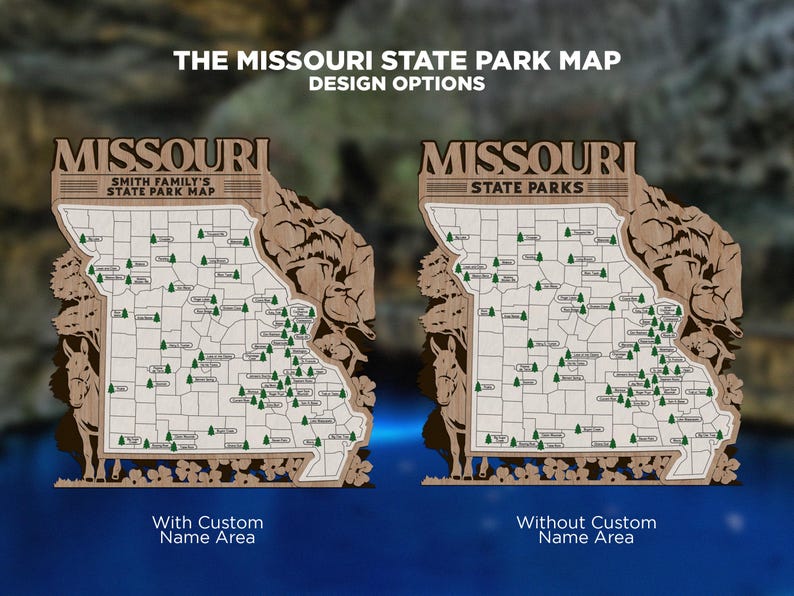 Missouri State Park Map, Personalized Missouri Travel Map, Laser Cut ...