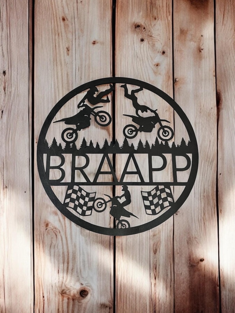 Personalized Motocross Wall Art, Wooded Round Dirtbike Sign, Gifts for ...