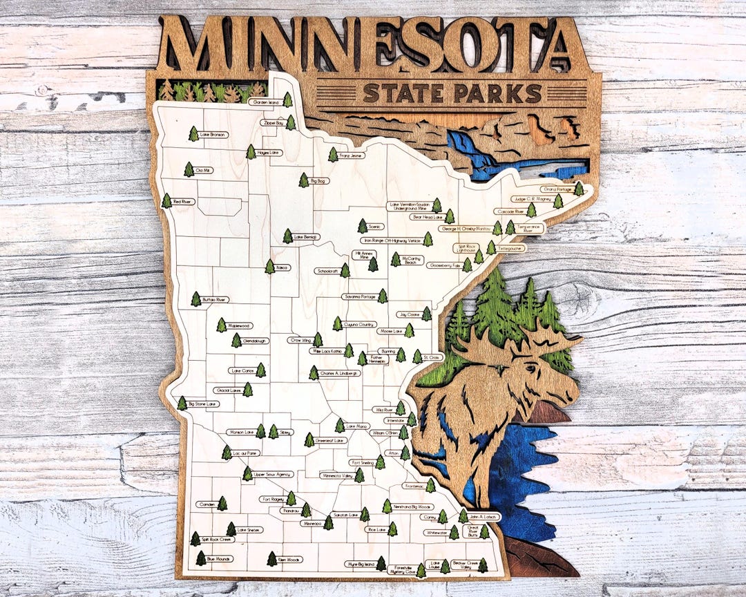 Minnesota State Park Map, Personalized Minnesota Travel Map, Laser Cut ...