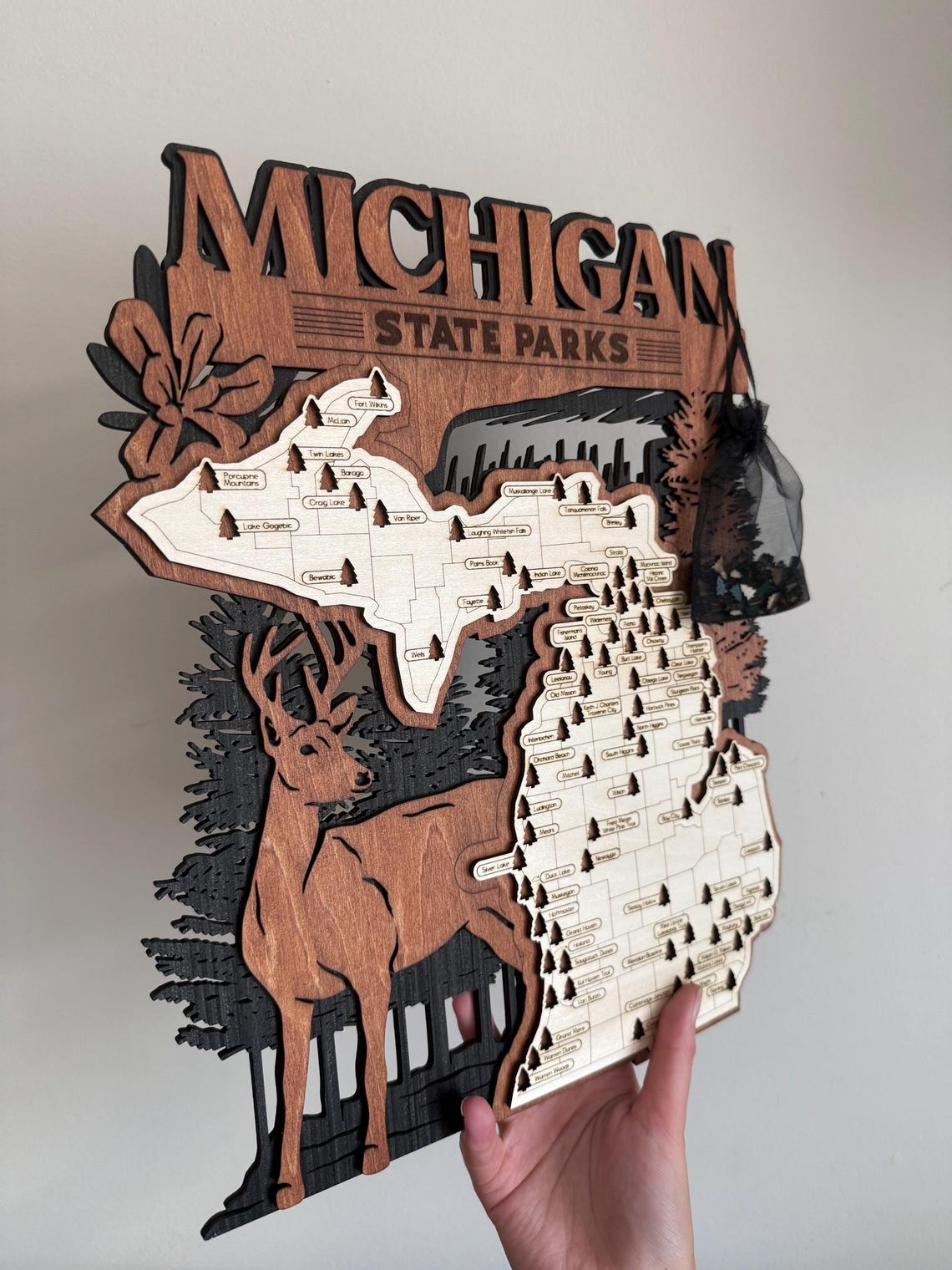 Michigan State Park Map, Personalized Michigan Travel Map, Laser Cut ...