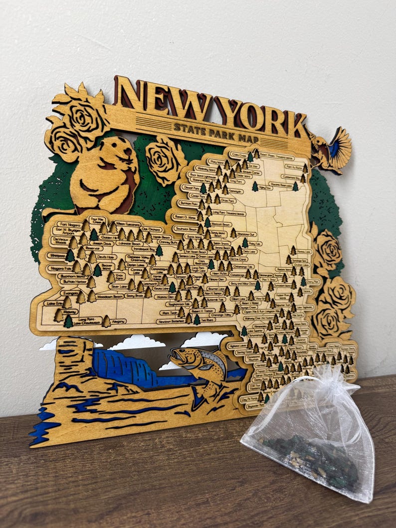 New York State Park Map, Personalized New York Travel Tracker Map ...