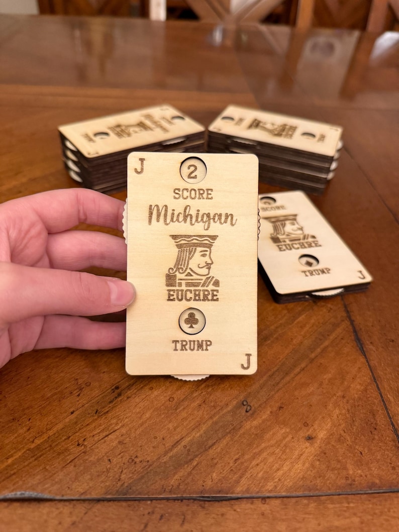 Wooden Euchre Scorekeeper Set, Adjustable Michigan Euchre Score Card ...