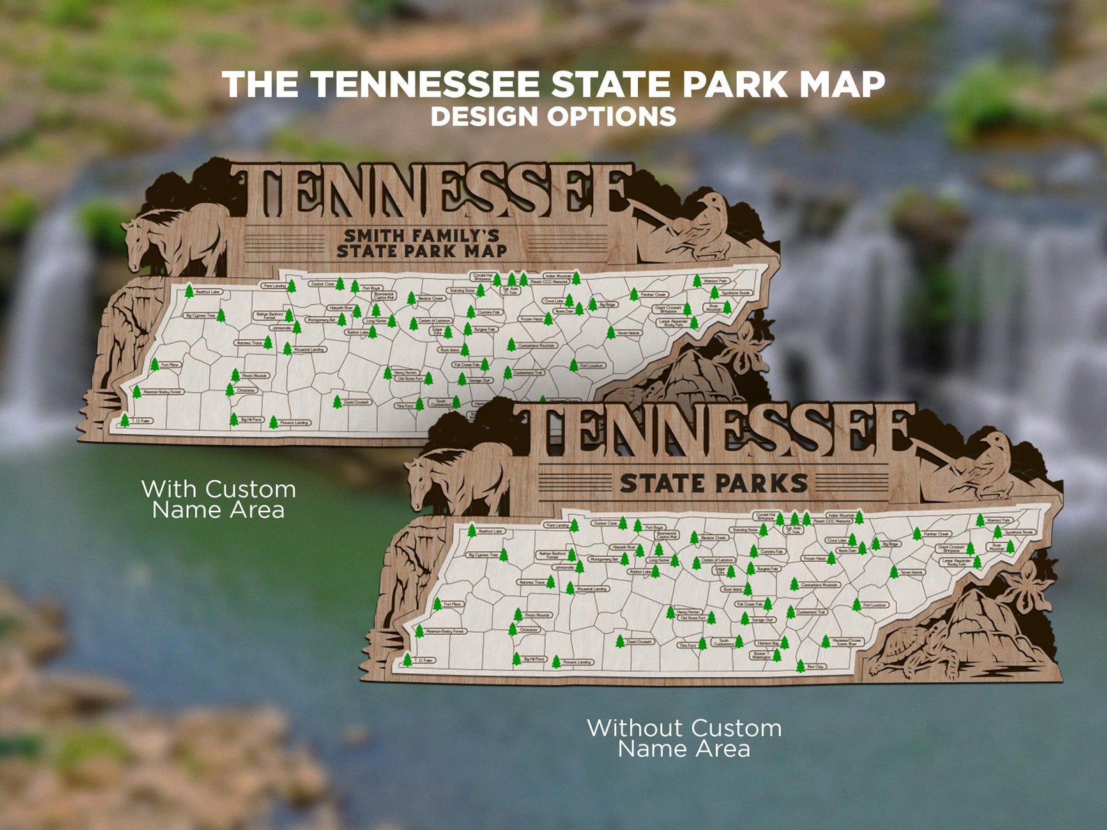 Tennessee State Park Map, Personalized Tennessee Travel Tracker Map ...