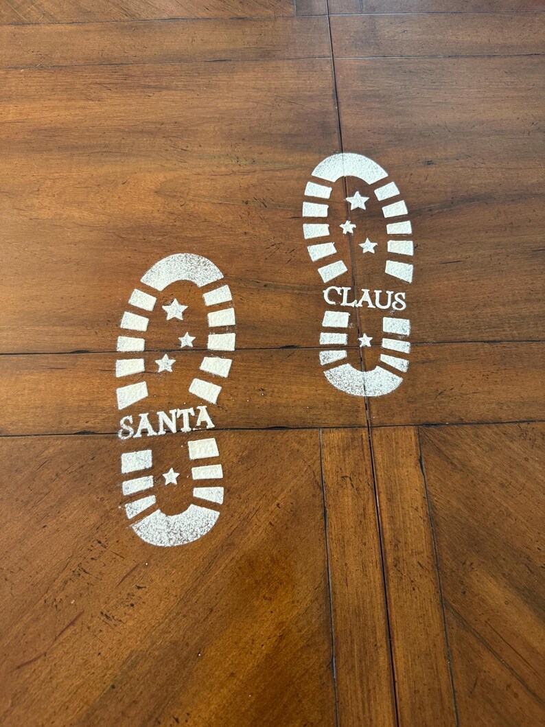 Santa Footprint Stencil Set, Reindeer Hoof & Elf Footprint Templates ...