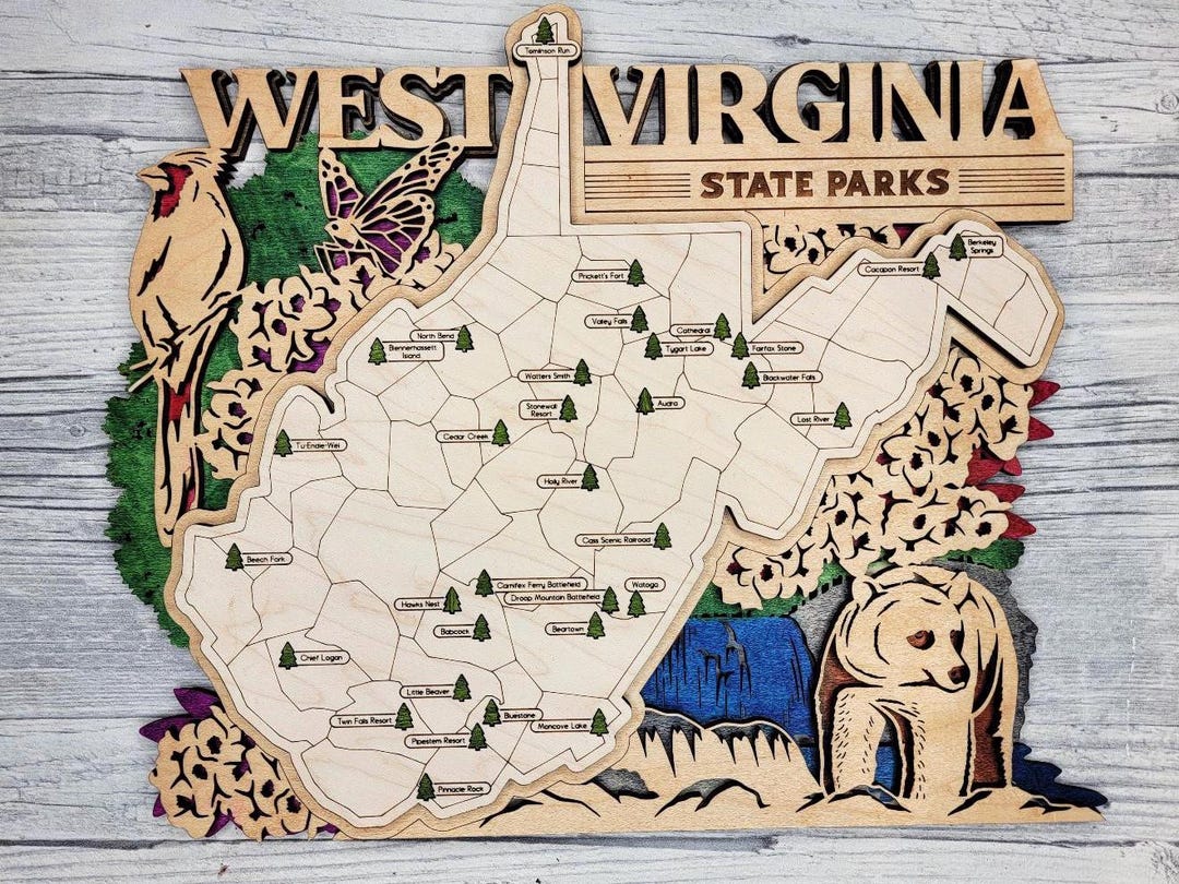 West Virginia State Park Map, Personalized West Virginia Travel Map ...