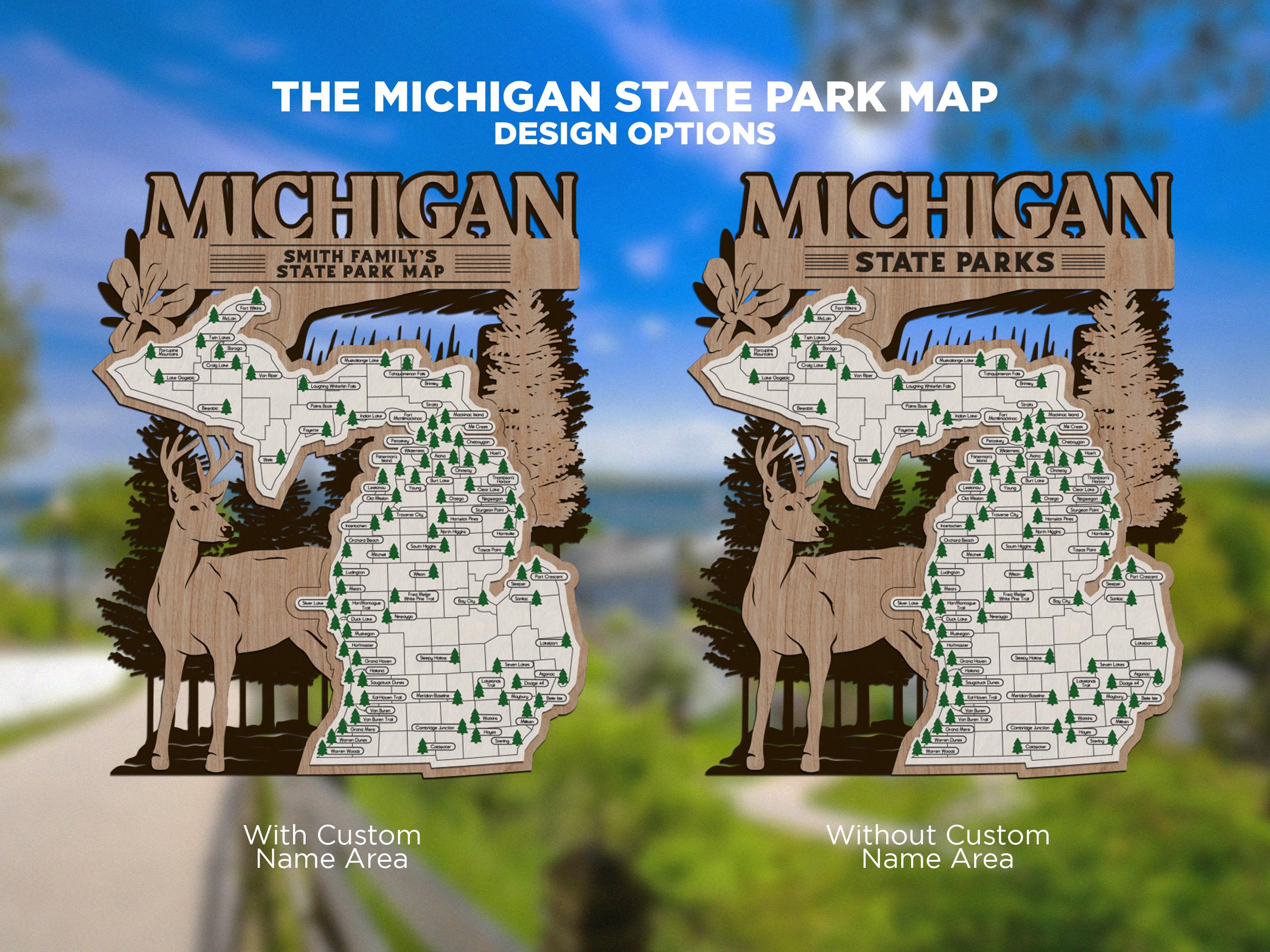 Michigan State Park Map, Personalized Michigan Travel Map, Laser Cut ...