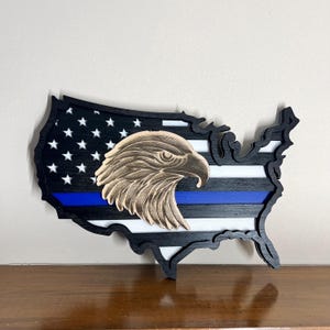Handmade 3D Laser Cut and Engraved United States Fallen Police Officer ...