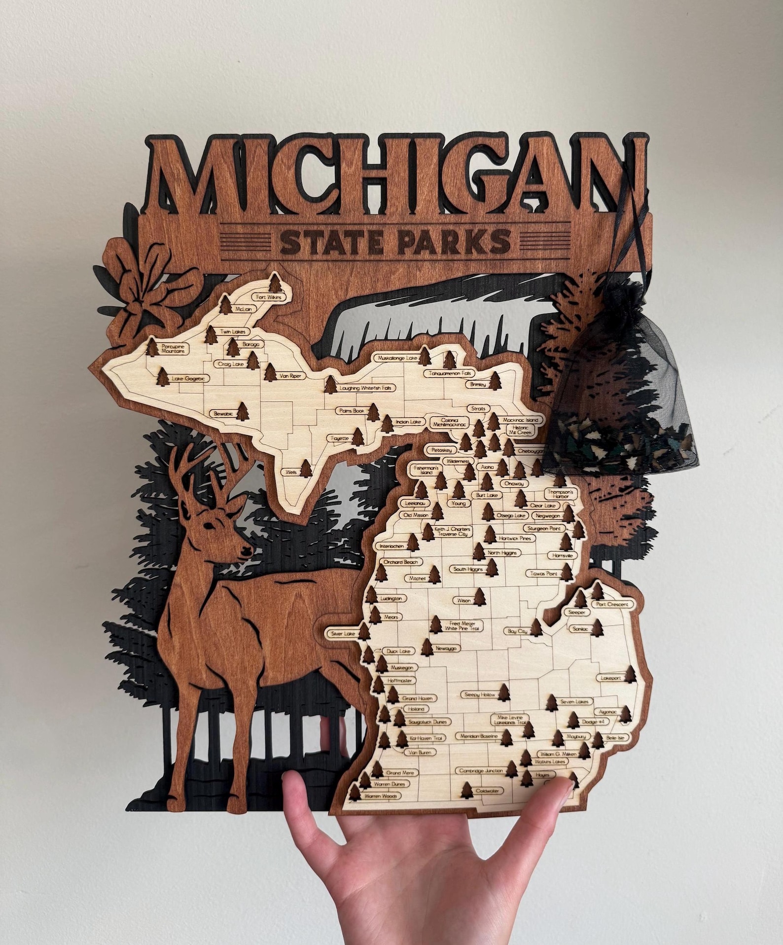Michigan State Park Map, Personalized Michigan Travel Map, Laser Cut ...