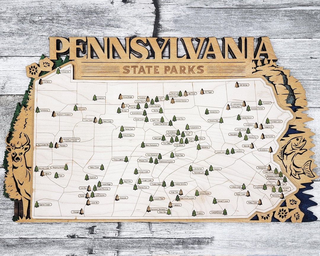 Pennsylvania State Park Map, Personalized Pennsylvania Travel Tracker ...