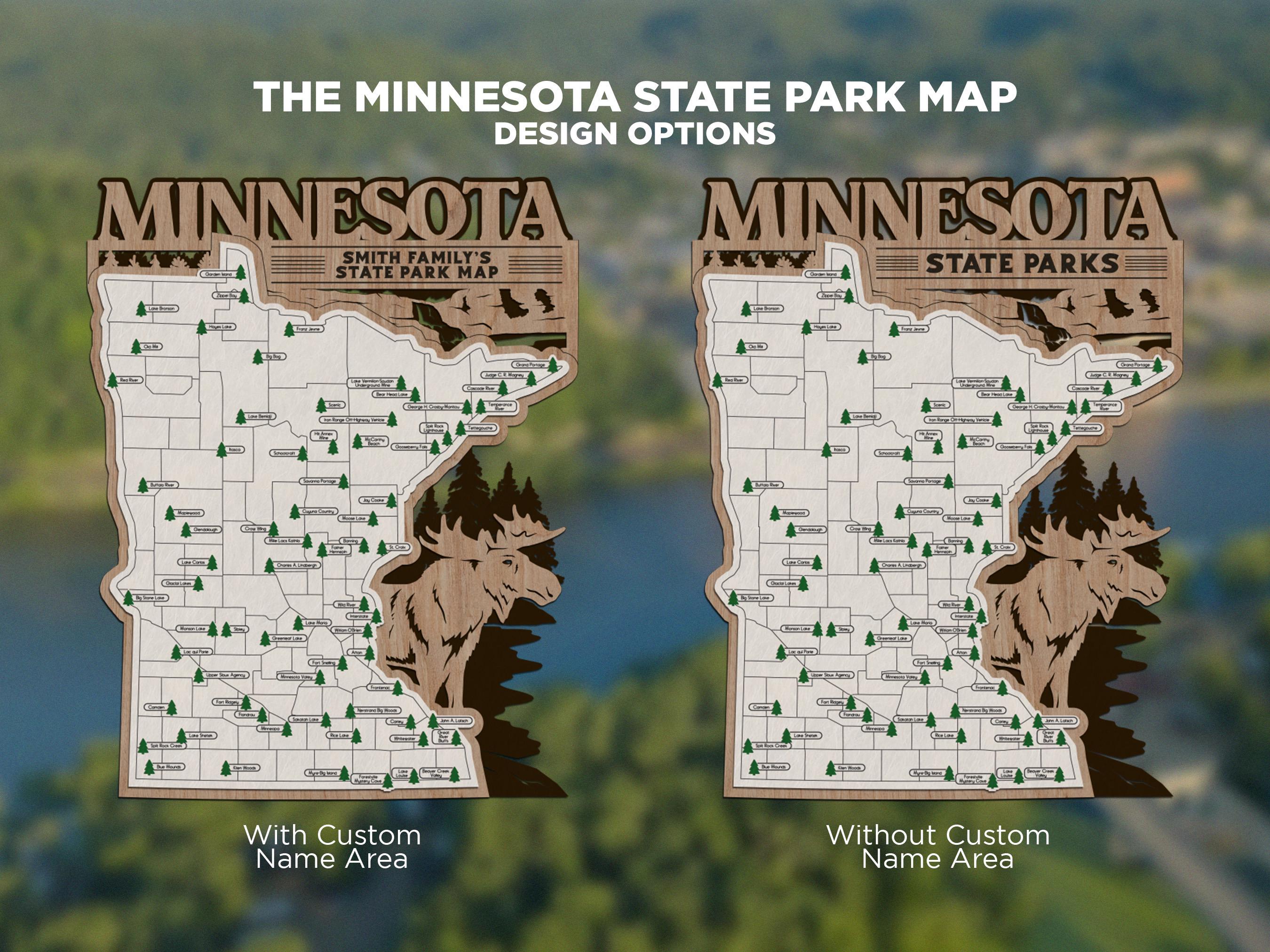 Minnesota State Park Map, Personalized Minnesota Travel Map, Laser Cut ...