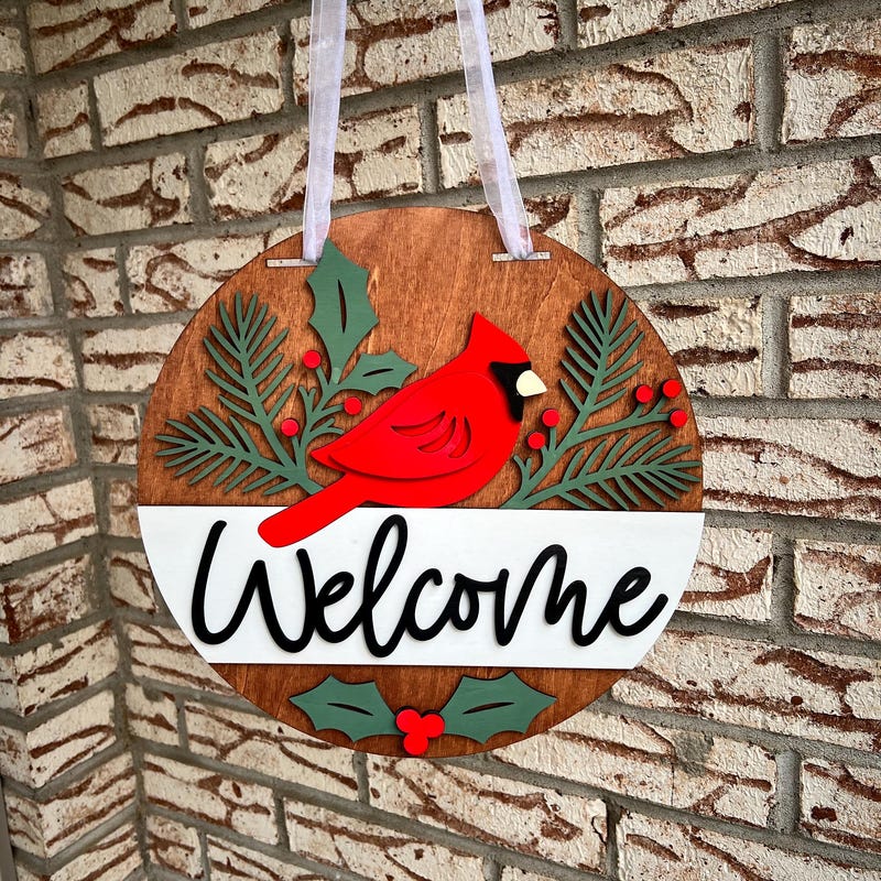 Cardinal Welcome Sign - Etsy