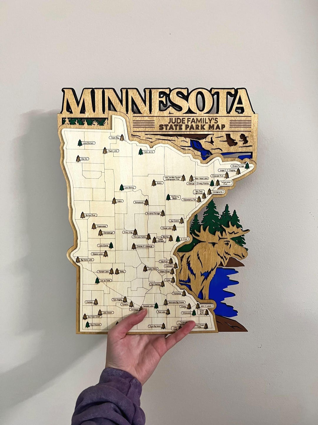 Minnesota State Park Map, Personalized Minnesota Travel Map, Laser Cut ...