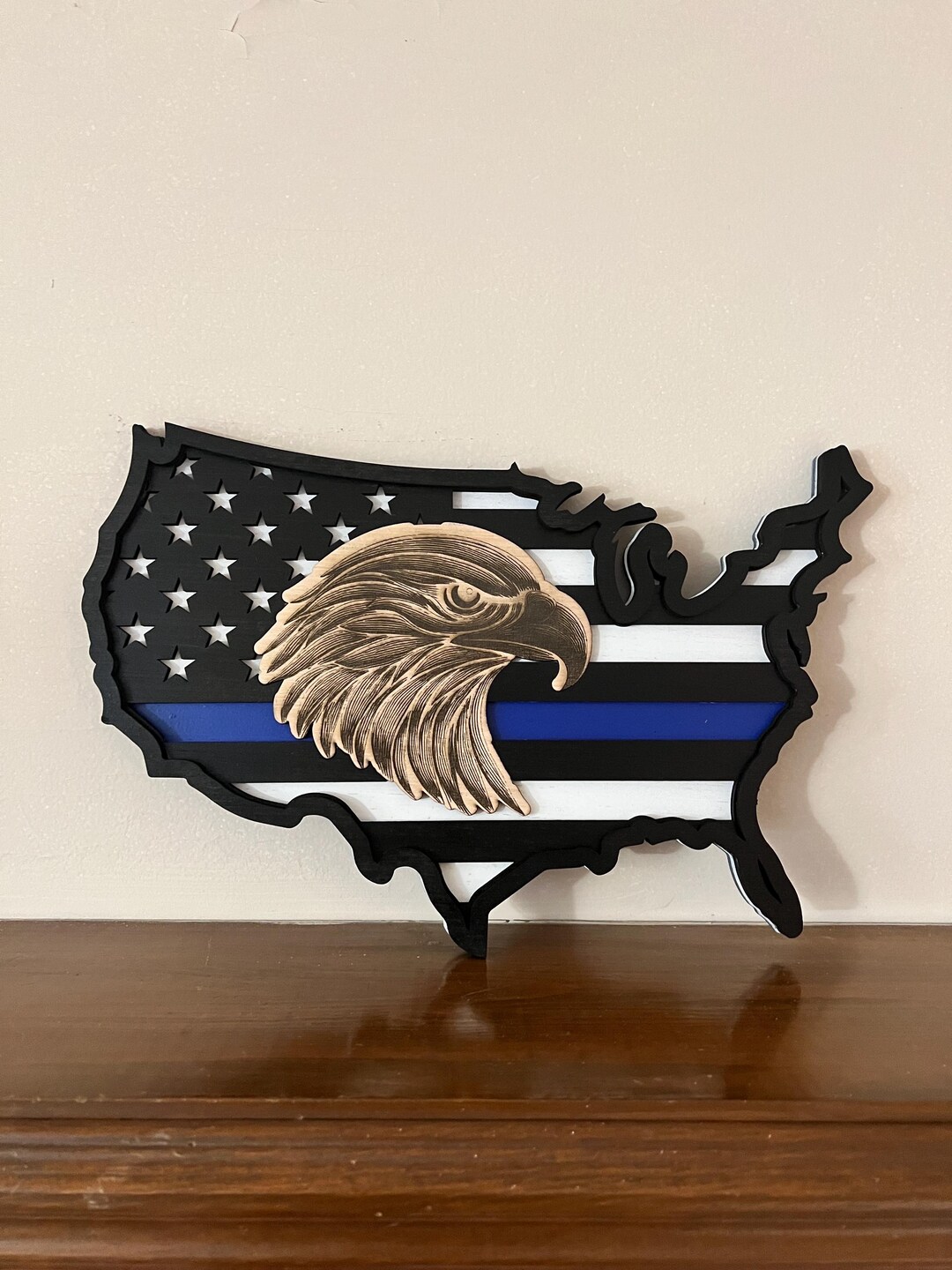 Handmade 3D Laser Cut and Engraved United States Fallen Police Officer ...