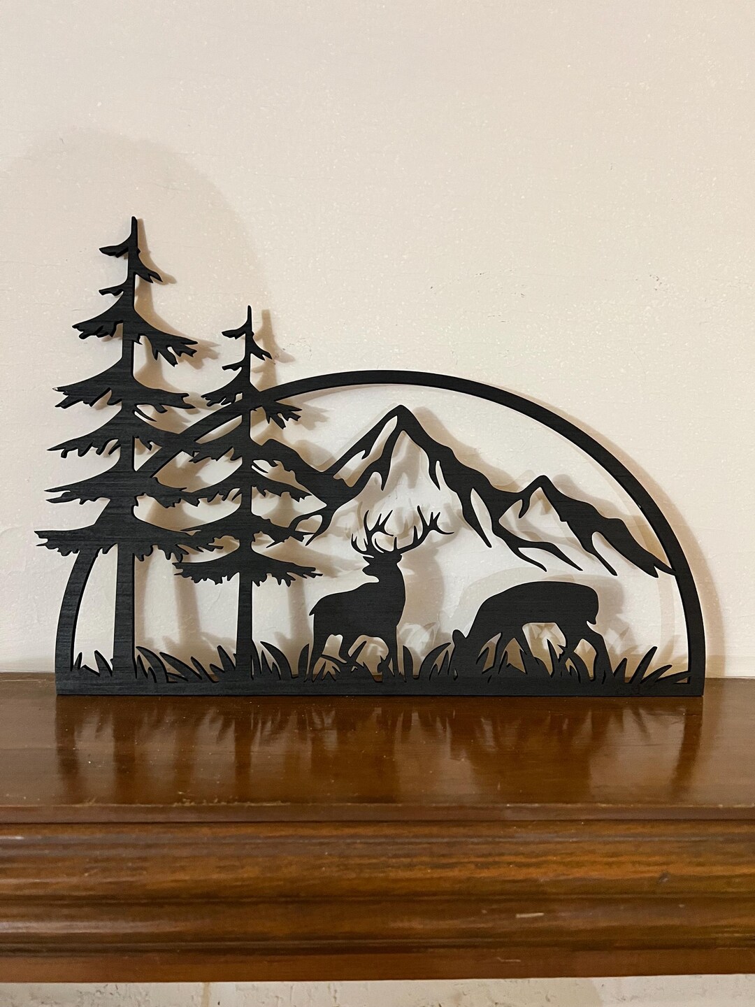 Wooden Nature Scene, Cabin Wall Decor, Wildlife Rustic Deer Sign ...