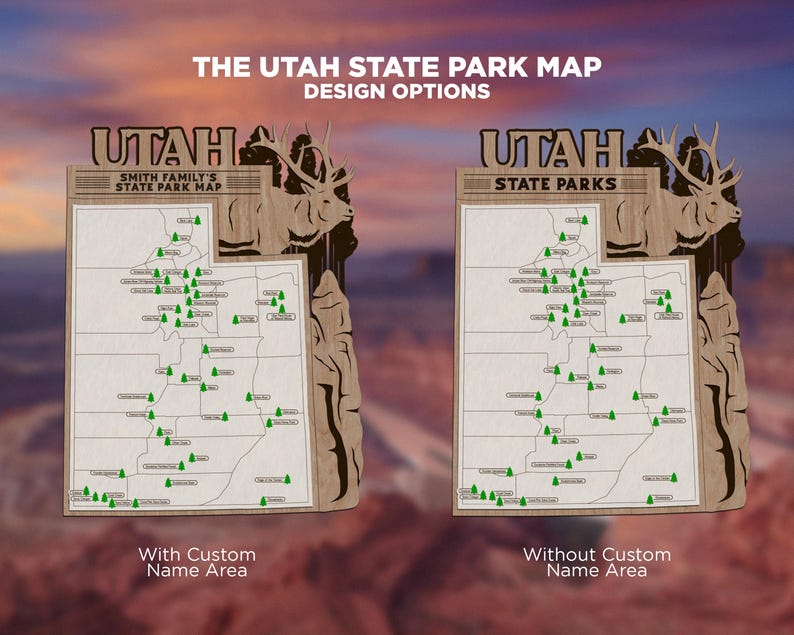 Utah State Park Map, Personalized Utah Travel Tracker Map, Engraved ...